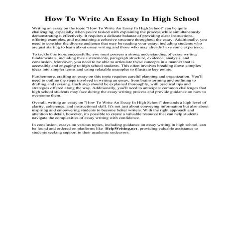 How To Write An Essay In High School. How to Write Any High School ...