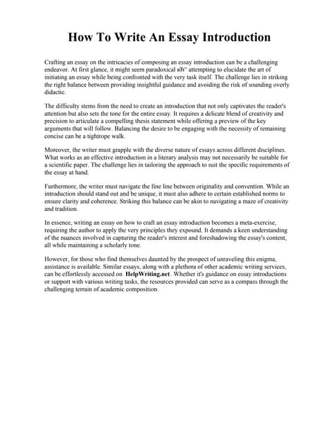 Introduction Tips For Essays Pdf