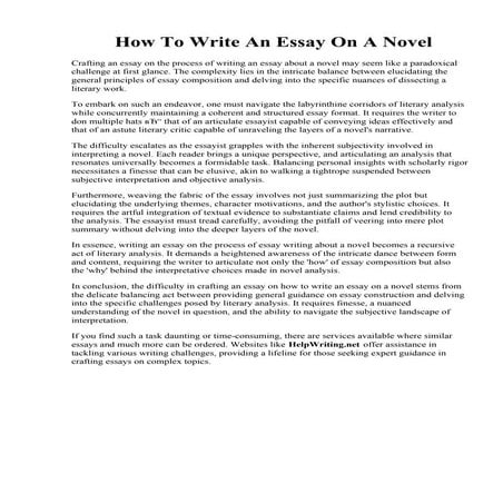 How To Write An Essay On A Novel. How to write conclusion for essay a ...