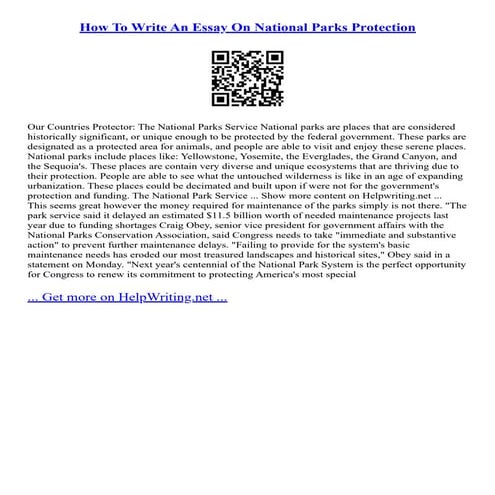 How To Write An Essay On National Parks Protection | PDF | Zoos ...