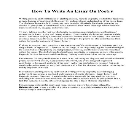 Poetry essay writing | PPTX