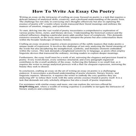 How To Write An Essay On Poetry | PDF