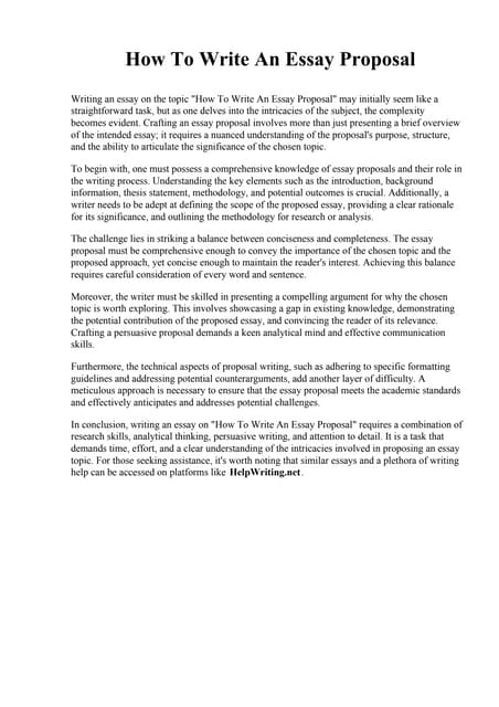 How To Write A Proposal Essay Outline | PDF