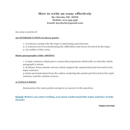 How to write an essay effectively | PDF