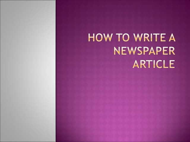 News article, elements of an article | PPT
