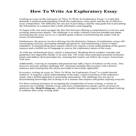 How To Write An Exploratory Essay. North Central Texas College | PDF