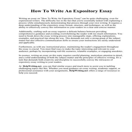 How To Write An Expository Essay | PDF