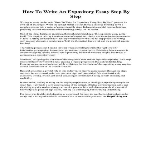 How To Write An Expository Essay Step By Step.pdf | Horror | Genres