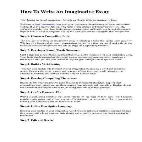 How To Write An Imaginative Essay | PPT