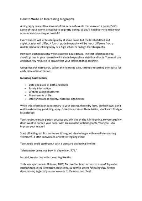 Ten Elements of Biography | PPT