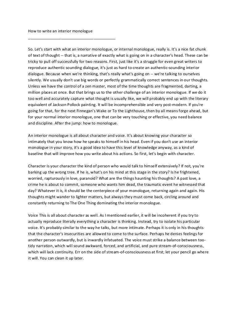 How To Write An Interior Monologue