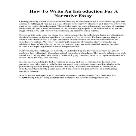 How To Write An Introduction For A Narrative Essay.pdf | Hobbies ...