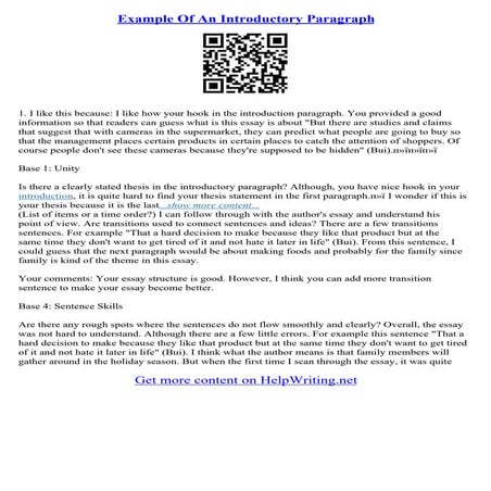 How To Write An Introductory Paragraph For An Essay | PDF