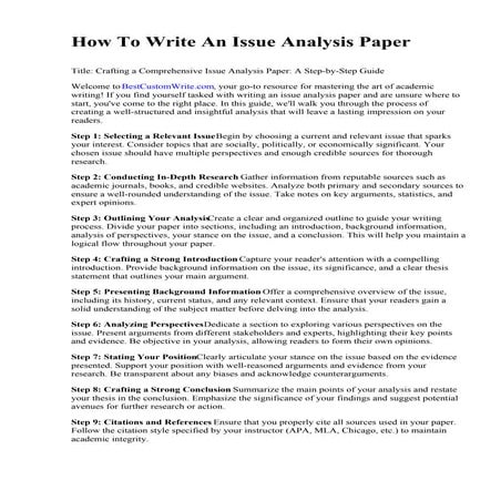 How To Write An Issue Analysis Paper | PDF