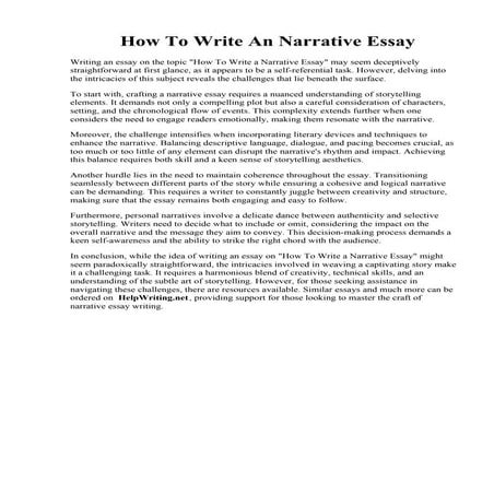 How To Write An Narrative Essay | PDF