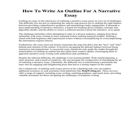 How To Write An Outline For A Narrative Essay | PDF