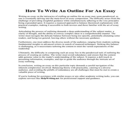 How To Write An Outline For An Essay | PDF