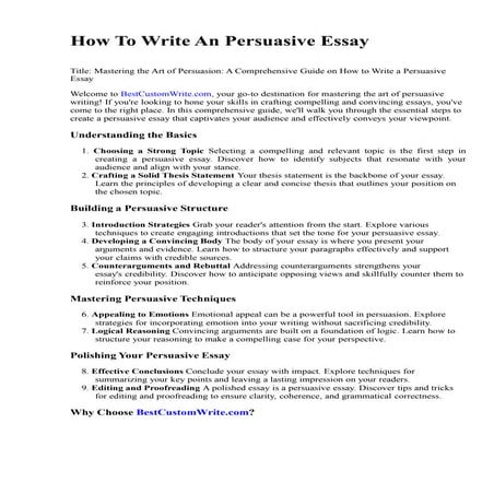 How To Write An Persuasive Essay | PPT