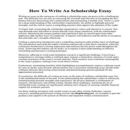 How To Write An Scholarship Essay. Scholarship essay examples ...