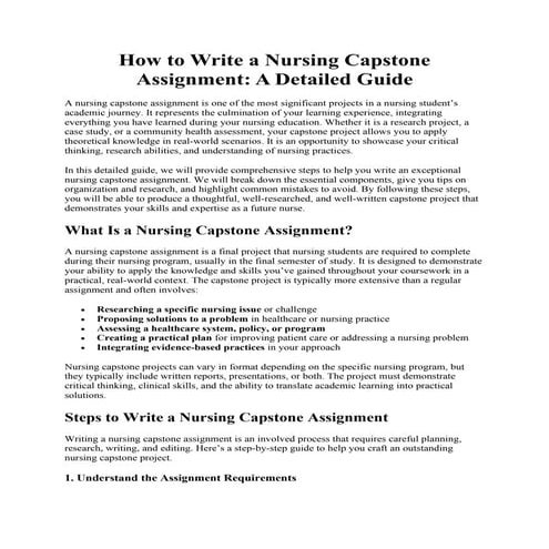 How to Write a Nursing Capstone Assignment: A Detailed Guide | PDF