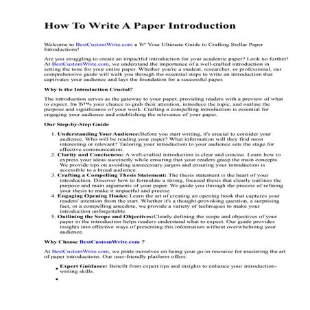 How To Write A Paper Introduction | PDF
