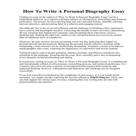 How To Write A Personal Biography Essay.pdf
