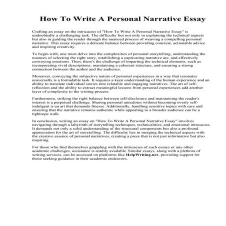 Writing A Personal Narrative Essay. University of Mary (North Dakota) | PDF