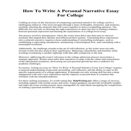 How To Write A Personal Narrative Essay For College.pdf