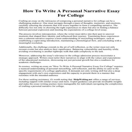How To Write A Personal Narrative Essay For College | PDF | College ...
