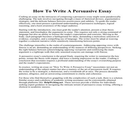 How To Write A Persuasive Essay | PDF | Educational Assessment | Education