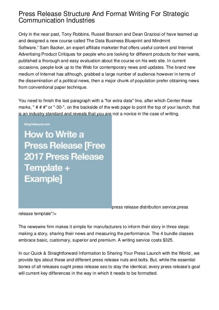Press Release Structure And Format Writing For Strategic Communicatio…
