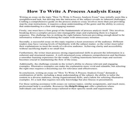 How To Write A Process Analysis Essay | PDF