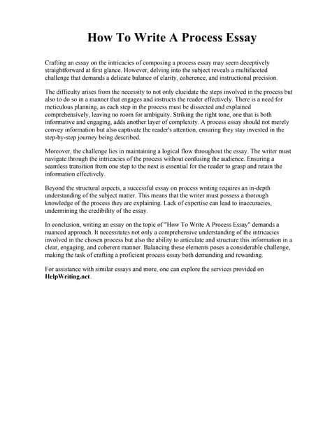 Process Essay Example. Marian University | PDF