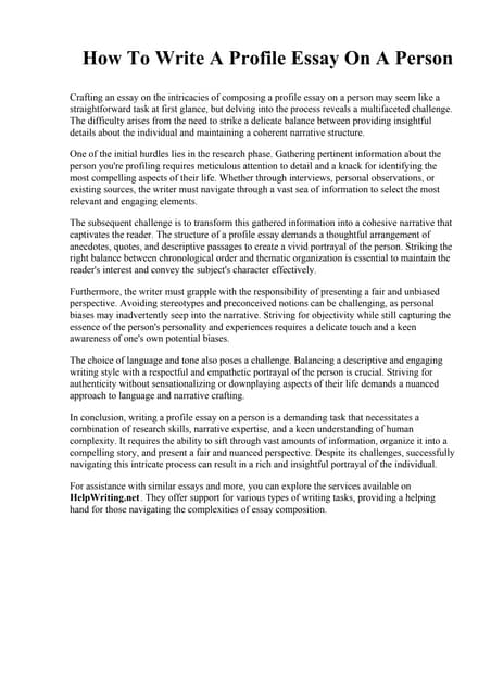 Sample Essay Describe A Person | PDF