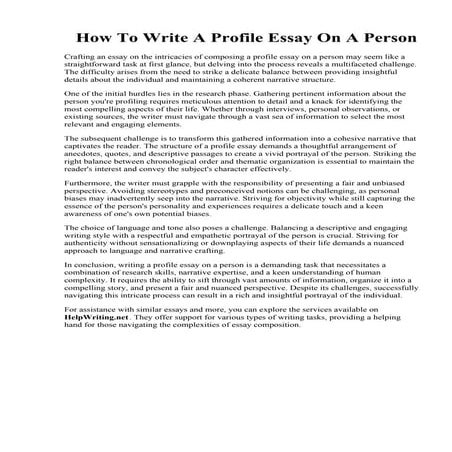 How To Write A Profile Essay On A Person | PDF