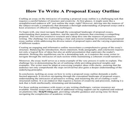 How To Write A Proposal Essay Outline | PDF