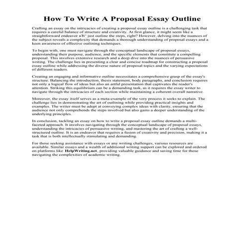 How To Write A Proposal Essay Outline. 10 Essay Proposal Outline ...