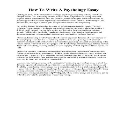 How To Write A Psychology Essay. 005 Psychology Essay Writing Example ...