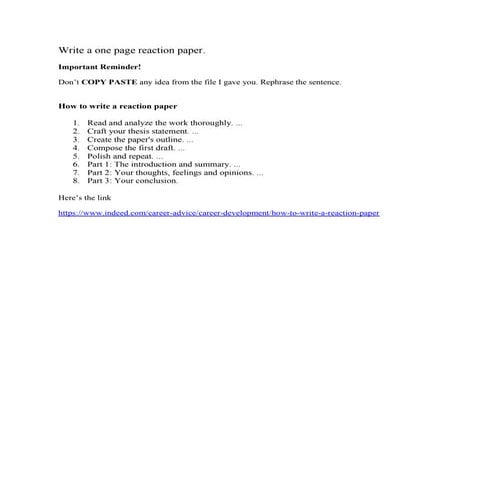 How To Write A 1 Page Reaction Paper In 7 Steps Pdf