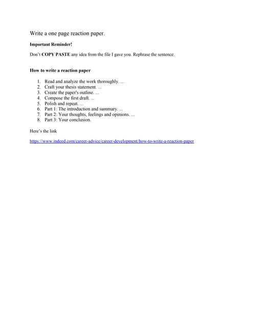 How To Write A 1 Page Reaction Paper In 7 Steps Pdf