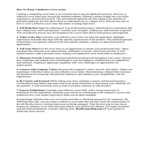 How To Write A Reflective Cover Letter | PDF