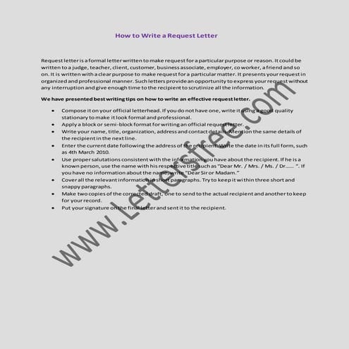 How to Write a Request Letter | DOCX