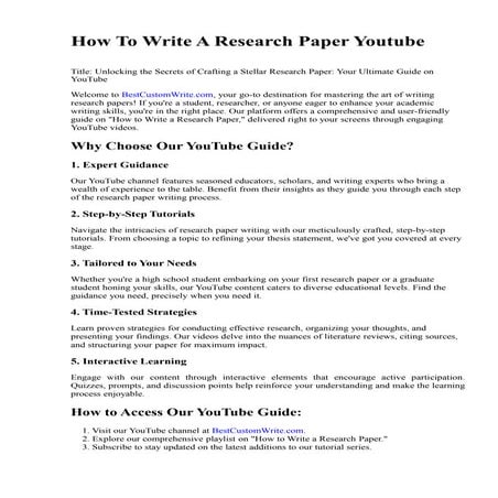 How To Write A Research Paper Youtube | PDF