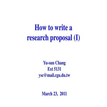 How To Write A Research Proposal (I) | PDF