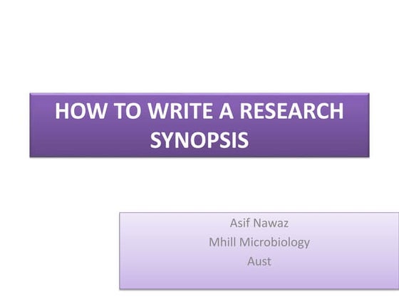 Synopsis - (How to write a effective Synopsis?) | PPT