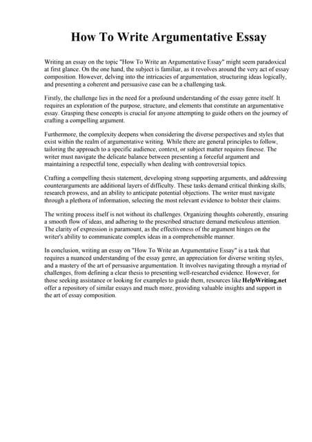 Sample Argument Essays.pdf | Homework and Study | Education