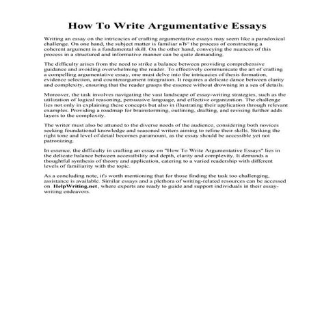 How To Write Argumentative Essays.pdf