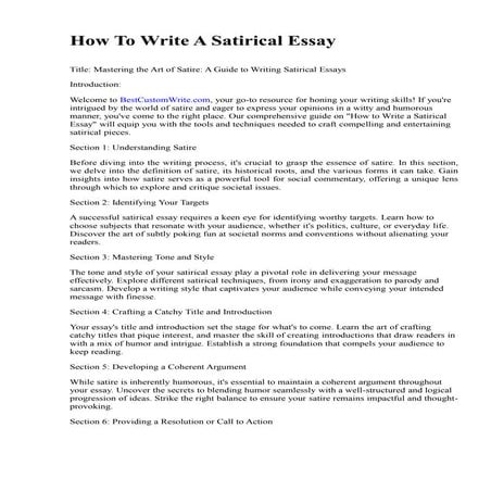 How To Write A Satirical Essay | PDF