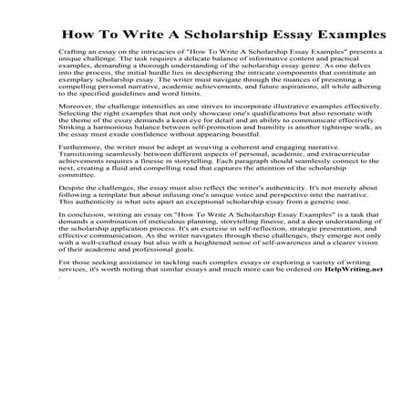 How To Write A Scholarship Essay Examples | PDF