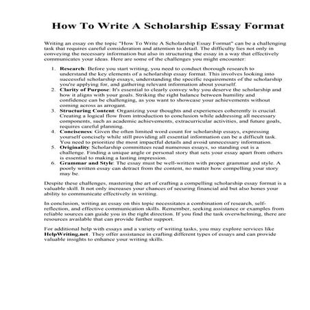 How To Write A Scholarship Essay Format.pdf